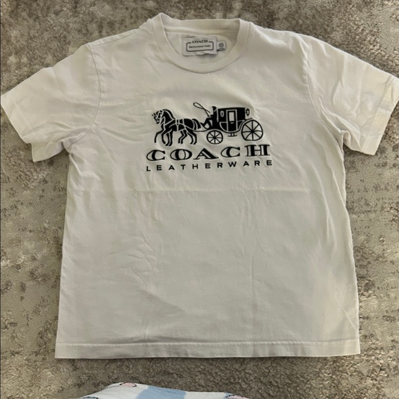 Coach | Tops | Coach White Tshirt With Black Graphic | Poshmark
